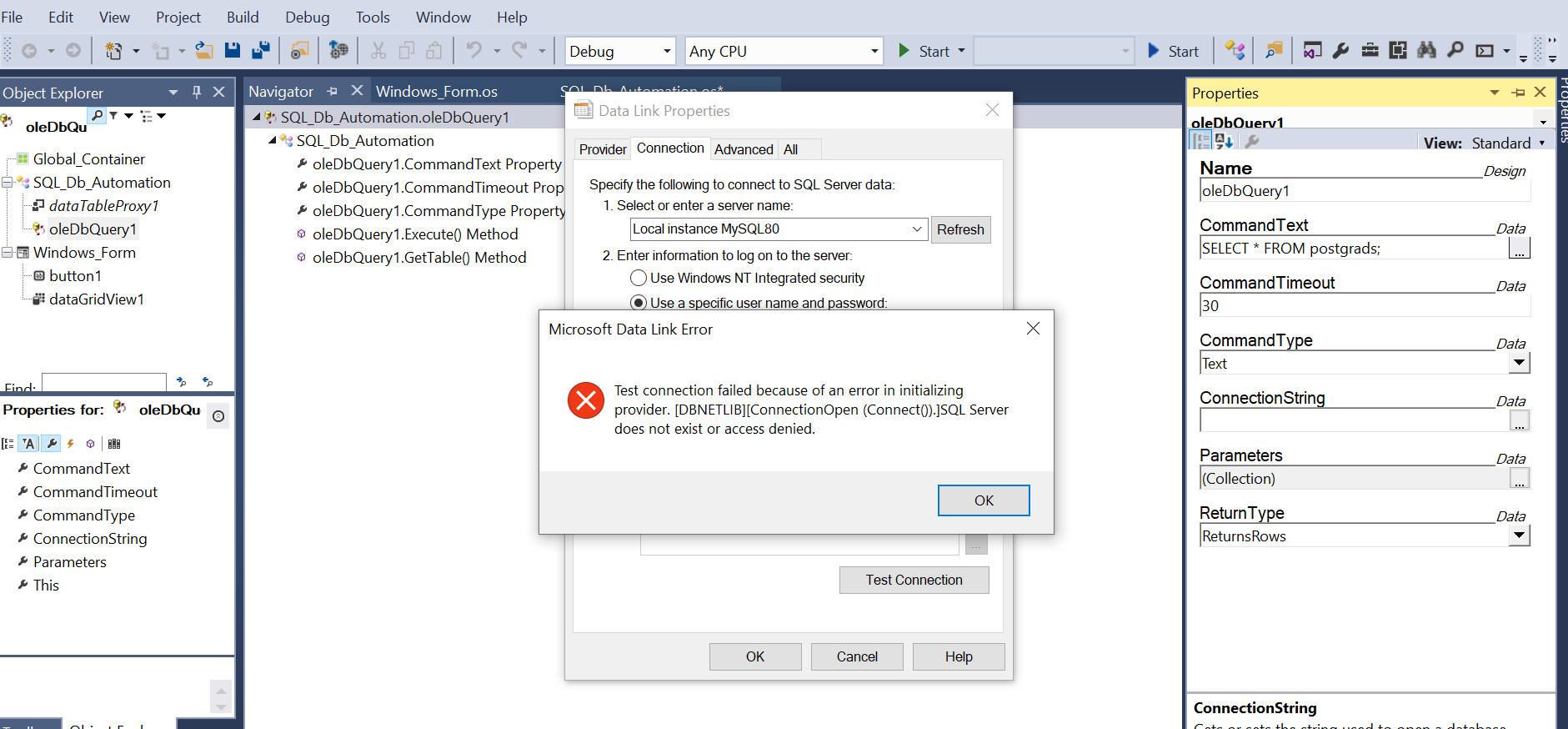 How to connect database server using pega robot studio | Support Center